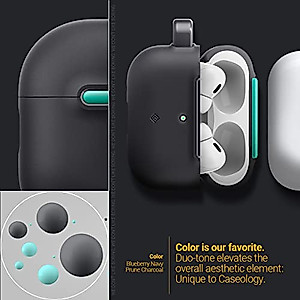Caseology Nano Pop for Airpods Pro 2 Case [Keychain Carabiner Included] Designed for Airpods Pro 2nd Generation (2022) - Prune Charcoal