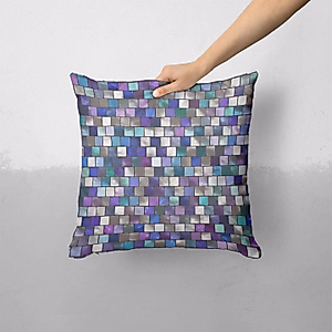 iiRov Mosaic Purple and Green Vivid Tiles V4 - Custom Decorative Home Decor Indoor or Outdoor Throw Pillow Cover for Sofa, Bed or Couch Cushion (Pillow CASE Cover ONLY)