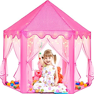 Princess Tent Toys Gift Girls Large Castle Playhouse with 16.5 Feet 40 Star Lights for Toddlers Kids Children Indoor Outdoor Games - ASTM/CPC Certified