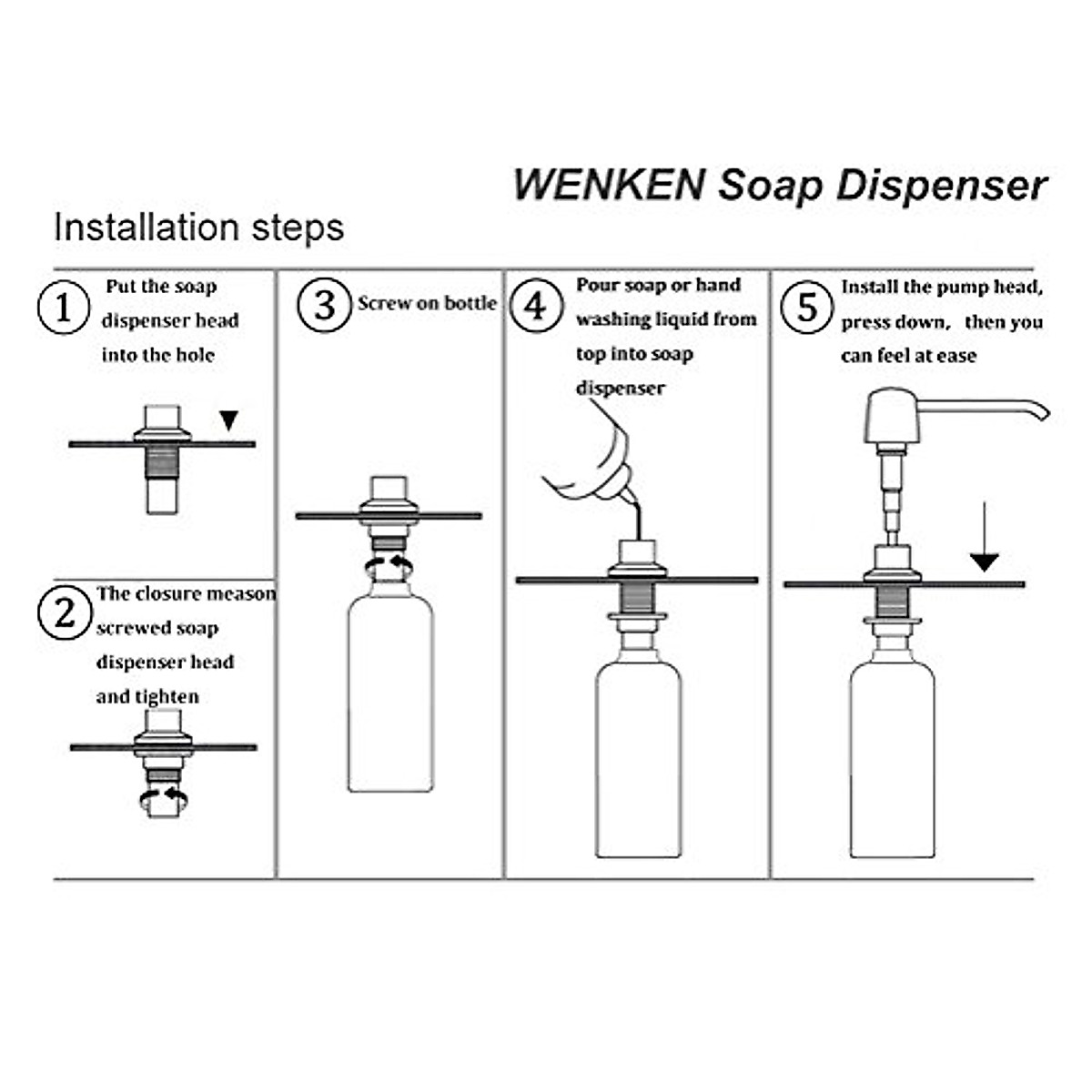 Brass Soap Dispenser, Large Capacity 34 OZ Bottle Built in Pump Kitchen Sink Soap Dispenser and Modern Dish Soap Dispenser Oil Rubbed Bronze