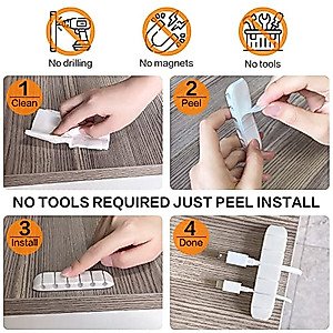 Adhesive Cord Holders 10 Pack, Cable Clips,Ideal Cable Cords Management for Organizing Cable Wires-Home, Office, Car, Desk Nightstand-White