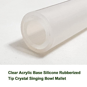 Singing Bowl Mallet Clear Acrylic Rubber Striker Mallet for Playing Quartz Crystal Singing Bowl with Bundle Pocket