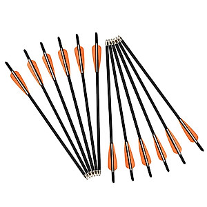 AMEYXGS 16/17/18/20/22 Inch Crossbow Carbon Arrow Crossbow Bolts Arrows Competition Hunting with Replaceable Screw-in Arrow and Parablic Shape Feather 12 Pack (Orange 17 inch)