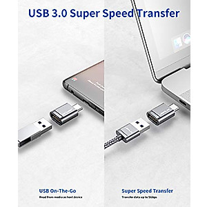 JSAUX USB C to USB Adapter [2-Pack], Type C to USB 3.0 Male to Female OTG Adapter Compatible with MacBook Pro/Air, iMac 2021, Samsung Galaxy S21 S20+ S10 and More Type C Devices Grey