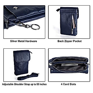 befen Cell Phone Crossbody Wallet Purse, Women Small Leather Crossbody Bag - Fit iPhone Xs Max (Navy Blue)