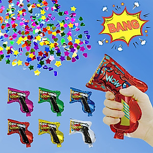 ZAKVOOR 24PCS Inflatable Fireworks Gun Party Toys Confetti Fireworks Handheld Confetti Poppers with Novelty Design Party Supplies for Birthday Christmas Wedding Graduation