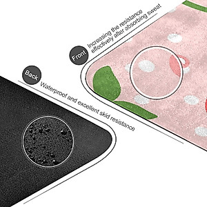 OTVEE Cherry Cute Heart Yoga Mat for Women Non Slip Ultra Thin 1 MM Travel Yoga Mat with Carrying Bag Suede Fitness Exercise Mat for Yoga Pilates Workout Routines Camping