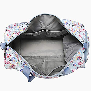 Choco Mocha Kids Duffle Bag Girls Rainbow Duffle Bag for Kids Travel Bag Toddler Girls Overnight Bag Kids Duffel Bags for Little Girl Weekender Weekend Gym Sleepover Bag Blue