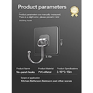 EKE 12 Pack of Large Adhesive Hook Wall Hooks with 40Ib Load Capacity (max) for Hanging Stainless Steel Towels and Coats, Suitable for Kitchens, bathrooms, Homes and Offices (12).