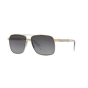 Versace Man Sunglasses Pale Gold Frame, Light Grey Gradient Grey Lenses, 59MM