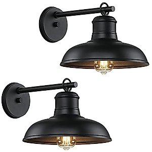 Outdoor Wall Lights - 2-Pack Black Wall Sconces, Farmhouse Barn Lights, Modern Indoor Wall Mount Lighting Fixtures with E26 Socket, Anti-Rust Waterproof Exterior Wall Lantern for Patio Porch Doorway