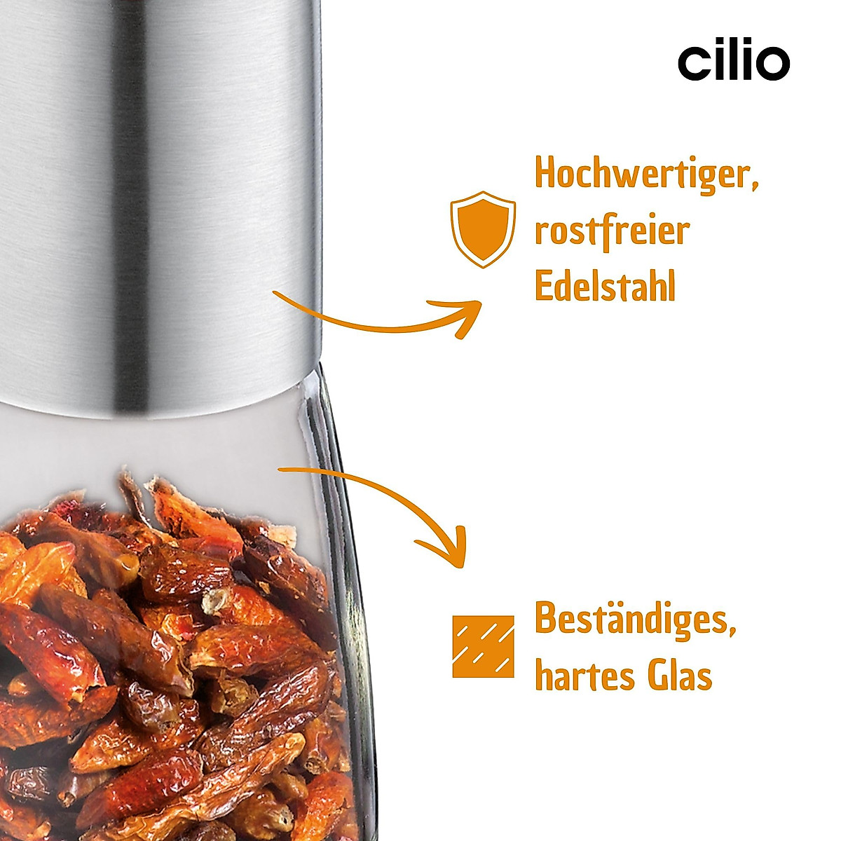 Cilio Premium Piccante Chili Chilli Mill Grinder Red, one size, silver