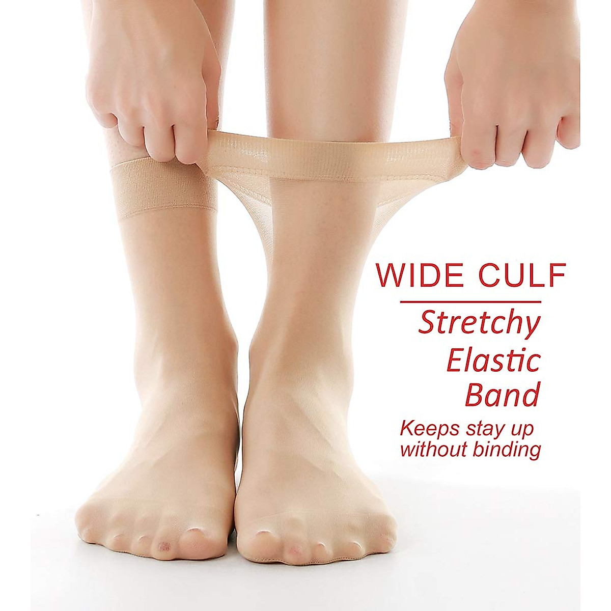 G&Y 12 Pairs Ankle Nylon Socks for Women - 20D Sheer Pantyhose Socks (6 Black & 6 Nude)