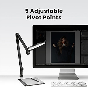 Lume Cube Edge LED Desk Light | Remote Work Swing Arm Desk Lamp with Clamp | Video Conferencing lighting, Zoom Webcam, Task Light, Drafting Light, Table Lamp | Adjustable Brightness, Color Temperature