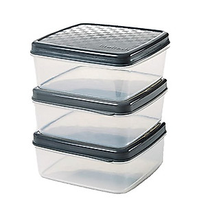 Fit & Fresh JAXX Set of Three Containers, Extra / Replacement Containers for FitPaks, Leak Proof, Reusable, BPA-Free, Square 2.75-Cup Capacity, Gray