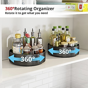 Beacron Lazy Susan, Premium Stainless Steel Lazy Susan Organizer, 11 inches Round 360 Degree Rotating Lazy Susan Turntable for Cabinet with 1 Marker and 180 Spice Labels for Kitchen Pantry Countertop