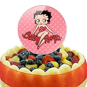 Acrylic Betty Boop Pink Polka Dots Cake Topper Party Decoration for Wedding Anniversary Birthday Graduation