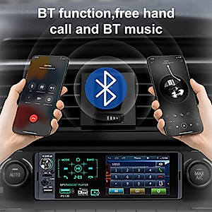Single Din Touchscreen Car Stereo, Single Din Car Stereo with Bluetooth, Single Din Radio with Backup Camera, Bluetooth Car Radio Support Hands-Free Call/FM/AUX/USB/TF/Mic/Fast Charging/7 Color