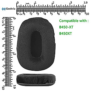 Geekria Comfort Velour Replacement Earpads + Mic Windscreen Foam Compatible with BlueParrott B450-XT, B450XT Headphones Mic Foam Cover + Ear Cushions/Cushion Pad Repair Parts (Black)