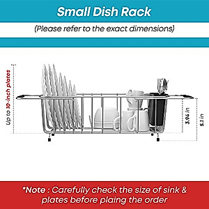 KESOL Expandable Over The Sink Dish Drying Rack / Dish Rack in Sink with Utensil Holder | 304 Stainless Steel Dish Racks for Kitchen Counter | Rustproof Dish Drainer / Sink Drying Rack - Small