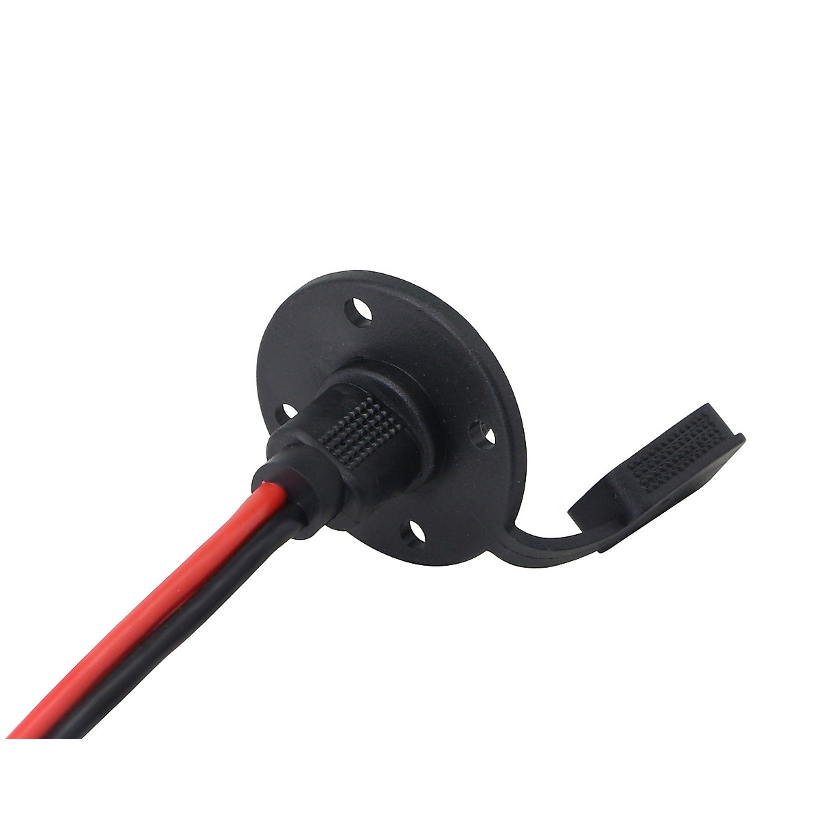 CERRXIAN 30CM 12AWG SAE Socket Solar Weatherproof Sidewall Port DIY Cord, SAE Quick Disconnect Wire Harness Panel Mount Power Cable with Cap for Motorcycle, Car, Generator