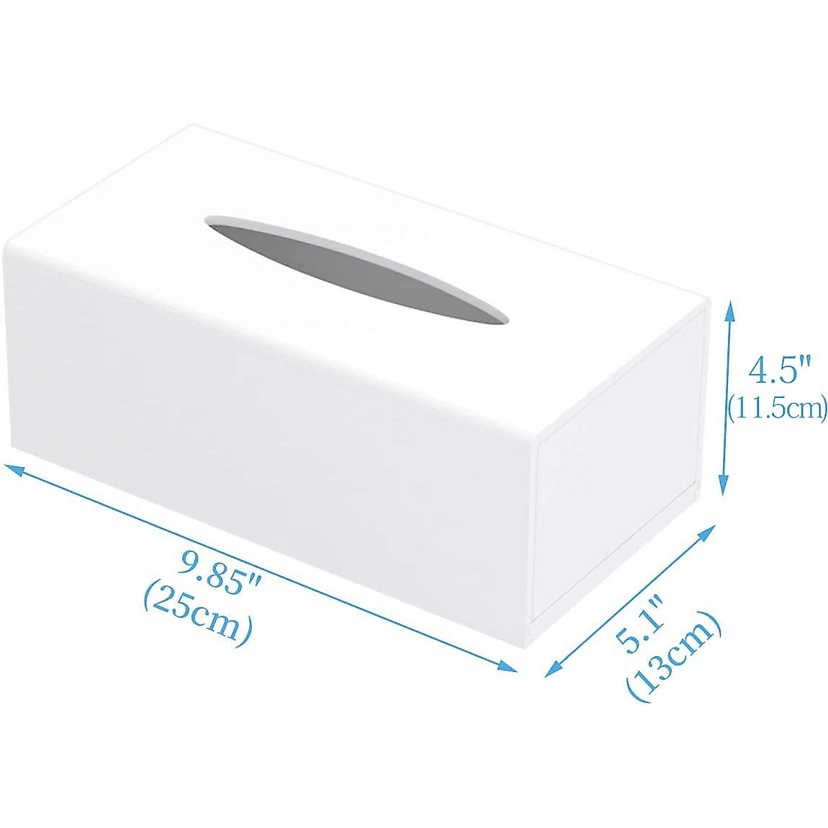 HIIMIEI Tissue Box Cover, Acrylic Tissue Holder Napkin Dispenser for Home Office Restaurant Desk Decor, White Rectangular 9.8x5.1x4.5''