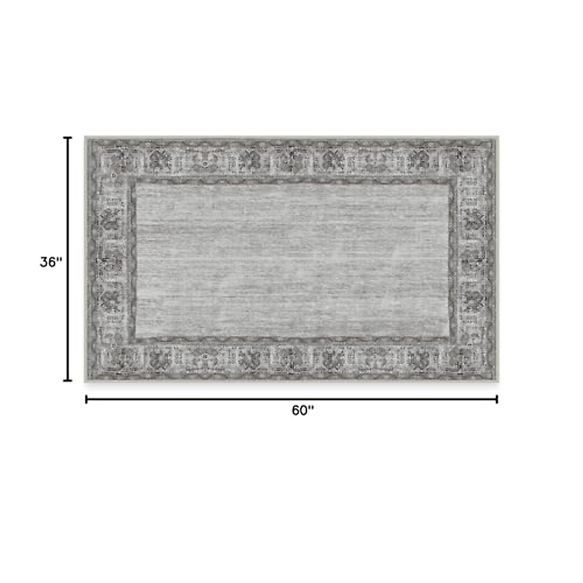 RUGGABLE Washable 3x5 Area Rug, Zinnia Grey, Premium Rugs for Living Room, Bedroom, Kitchen, Office, Classroom with Gripper Non Slip Pad