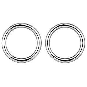 Pair of 2 Rings: 14g 7/16 Inch Surgical Steel Seamless Segment Hoop Rings