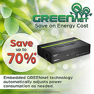 TRENDnet 5-Port Mini Gigabit Switch, TEG-S50g, GREENnet Technology, NDAA + TAA Compliant, Desktop Metal Ethernet Network Switch, 5 x Gigabit Ports, Fanless, Lifetime Protection, Black