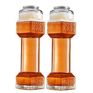 The Wine Savant Set of 4, Dumbbell Beer & Whiskey Glasses, Giant Lifting Beers 26oz Glass | Large Weightlifting to Scale Funny Beer Mug | For Men & Women Cool Beer Glasses Perfect, Gifts for Dad