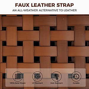 Grand patio 5-Piece Swivel Patio Bar Set with Fire Pit Table 40,000 BTU Heat Output, Leather-Look Wicker Outdoor Height Patio Bar Stools Set of 5, Patio Bar Height Chairs with High Back and Armrest