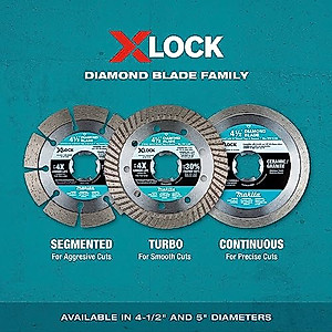 Makita E-07222 X-Lock 4-1/2" Turbo Rim Diamond Blade for Masonry Cutting, 2/pk