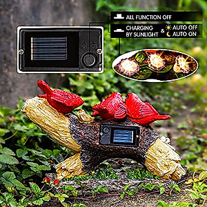 GIGALUMI Cardinal Birds Garden Statue Solar Lights, Outdoor Cardinal Menmorial Statues Gifts Decorative Waterproof LED Solar Cardinal Lights Figurine, Garden Ornament Gift Outdoor Lawn, Yard Decor