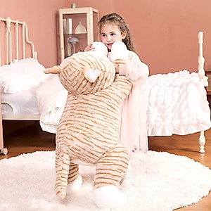 IKASA Large Cat Stuffed Animal Plush Toy,Giant Kitten Cute Jumbo Soft Toys,Huge Big Size Plushy Gigantic Plushie,Gifts for Kid Girl (30 inches, Orange)