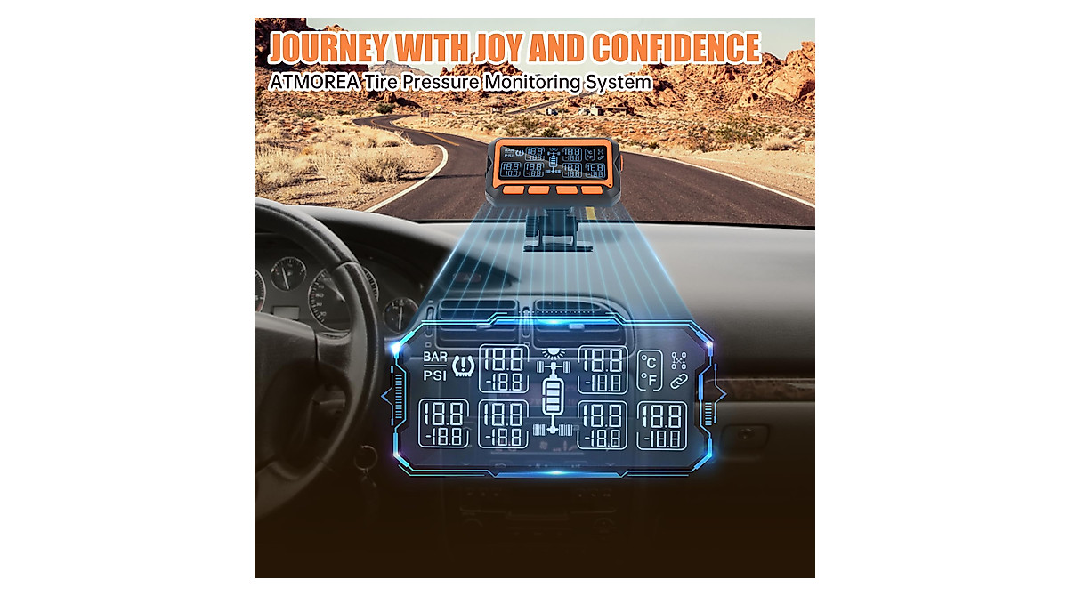 ATMOREA RV TPMS: Real-Time Tire Pressure Monitor w/ 6 Sensors
