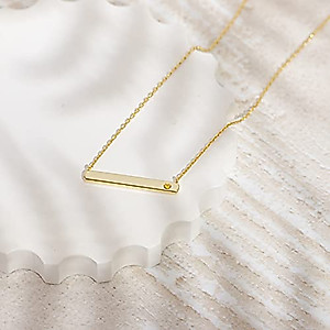 PAVOI 14K Gold Plated Crystal Birthstone Bar Necklace | Dainty Necklace | Gold Necklaces for Women | November