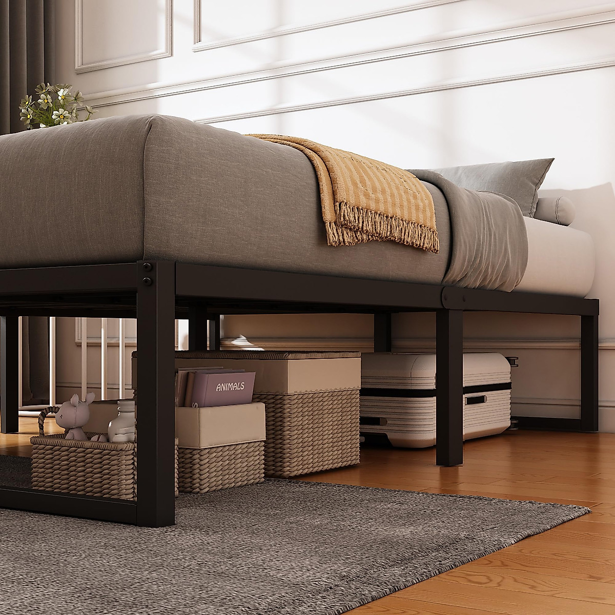 XINXINYAN 14 Inch Full Bed Frame, No Box Spring Needed, Heavy Duty Metal Platform Bed Frame Full Size, Strong Steel Slats Support, Noise Free, Easy Assembly, Black