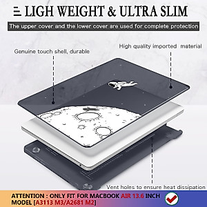CISSOOK Case Compatible with MacBook Air 13.6 Inch 2022 2024 Release Model A2681 M2 A3113 M3 Astronaut, Clear Black Space Hard Shell with Keyboard Cover for MacBook Air 13.6" with Touch ID, Astronaut