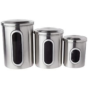 Fox Run 6103 Canister Set, Stainless Steel, 3-Piece Metallic, 5.75 x 6 x 8.5 inches