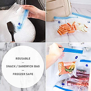OUII Sous Vide Bags for Joule and Anova Cookers - 15 Reusable BPA-Free Sous Vide Bags with Vacuum Hand Pump in Various Sizes -Vacuum Sealer Bags Food Storage Freezer Safe - Fits Any Sous Vide Machine