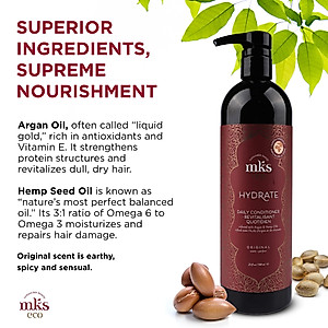 MKS eco Hydrate Conditioner, Original Scent - 25 fl oz - Nourish & Moisturize Hair, Protect Against Breakage - Moroccan Argan Oil, Hemp Seed Oil - Vegan, Cruelty Free