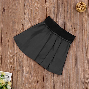 GOOCHEER Infant Toddler Baby Girl Pleated Skirt Velvet High Waist Mini Skirt Fall Warm Princess Skirt Casual (Black, 6-12 Months)