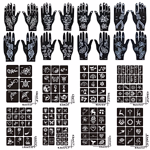Henna Tattoo Stencils 138 PCS, 24 Sheets Airbrush Tattoo Templates,Reusable Tattoo Stencils Kit for Women Teens Girls,DIY Tattoo Stencils,Body Art Stencils