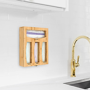 VaeFae Ziplock Bag Storage Organizer- Bamboo Food Bags Container for Kitchen Drawer Compatible for Gallon, Quart, Sandwich, Snack, and Slider Bag