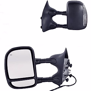 MOTOOS Towing Mirrors Power Heated Telescoping Tow Mirror with LED Signal Turn Light Replacement for 1999-2007 Ford F250 F350 F450 F550 Super Duty Pair Set Side Mirrors