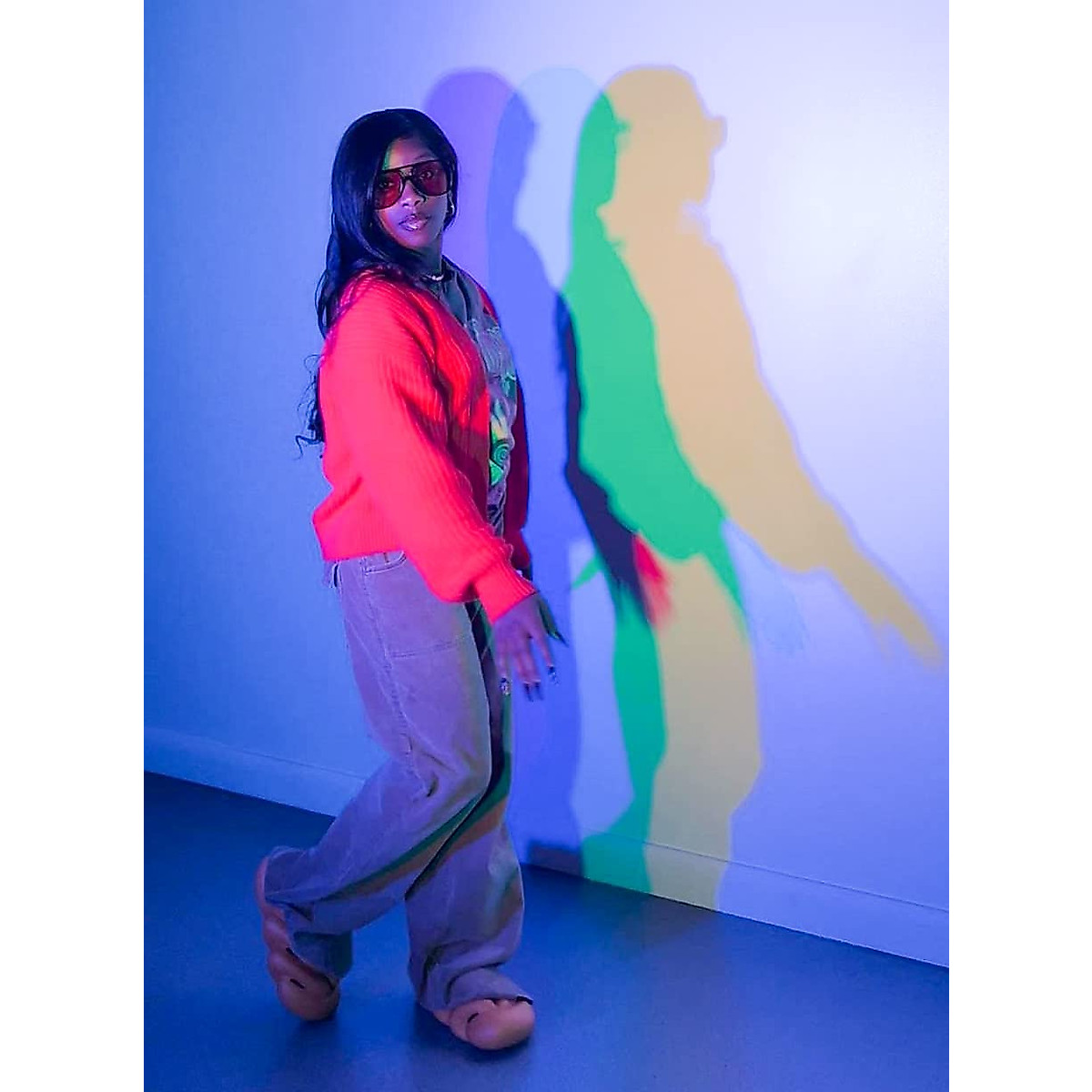 FEISEDY Vintage Retro 70s Plastic Aviator Sunglasses Trendy Orange Classic Large Squared Frame B2751