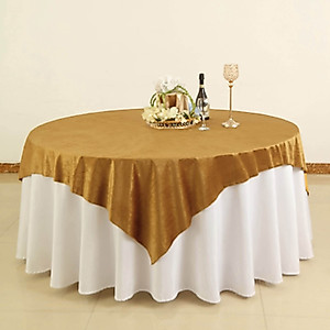 Tableclothsfactory 72"x 72" Gold Premium Velvet Square Table Overlay Square Tablecloth Cover for Wedding Party Event Banquet