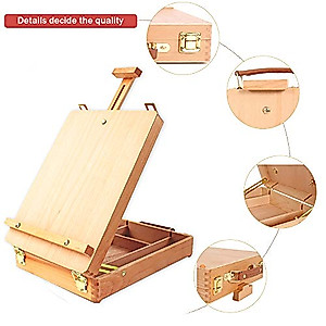 Tabletop Easel Art Easel Desktop Easel for Painting, Premium Wooden Sketchbox Easel, Desktop Painting Easel for Student Artist Beginner
