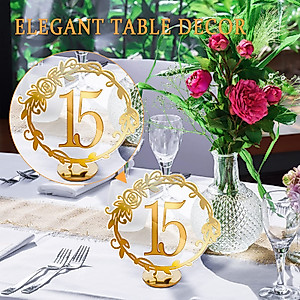 NAWTOR 20Pcs Gold Acrylic Table Numbers Lace Table Numbers With Stands Holder Base Elegant Mirror Table Numbers for Wedding Party Event Catering