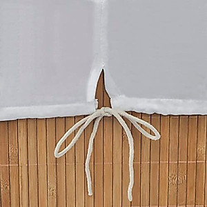 FAMIROSA Rectangular Bamboo Laundry Bin with Lid and a Removable Fabric Liner, Washing Clothes Basket Storage Bin with Handle, Suitable for Bedroom, Bathroom, Laundry, 15.7"x11.8"x23.6" Natural